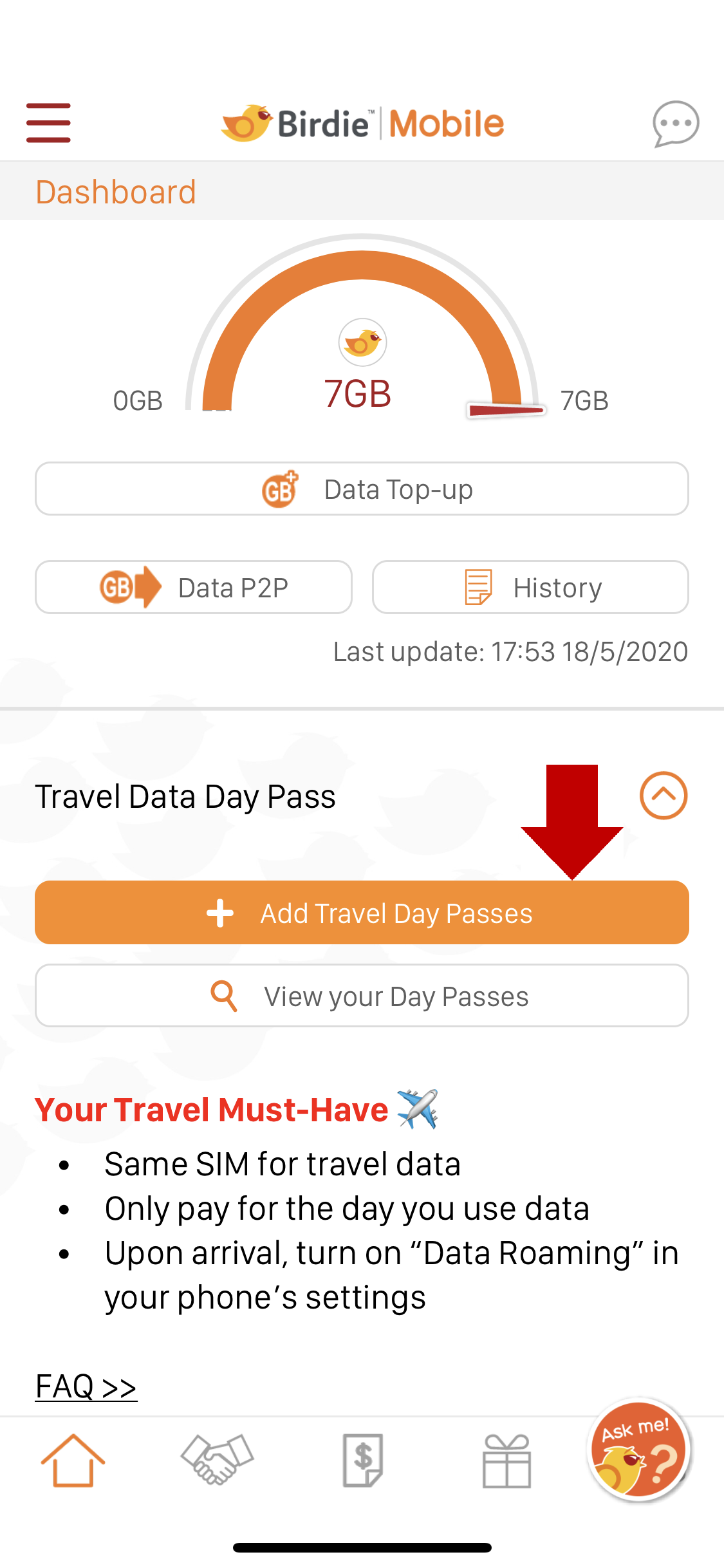 Guide/FAQ: Travel Data Day Pass > How it works - Birdie
